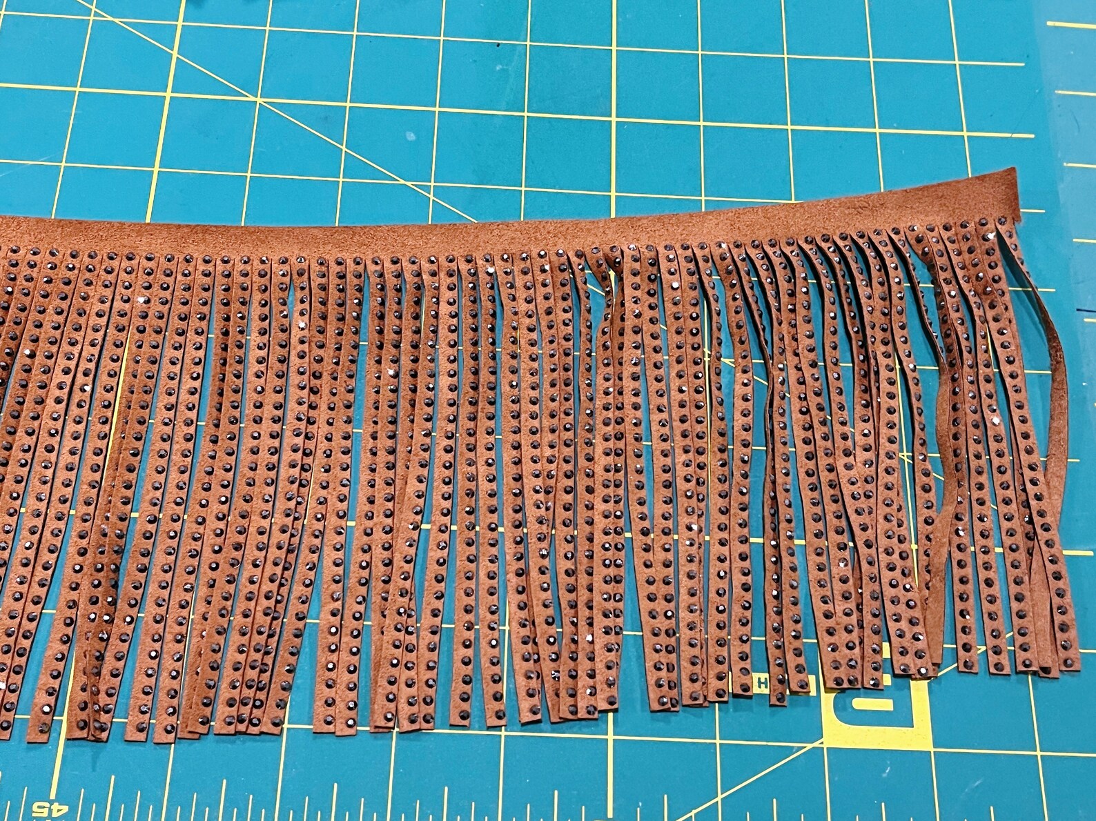 Faux Suede Fringe Trim: Silver Studs, Rhinestones - Western, Cosplay ...