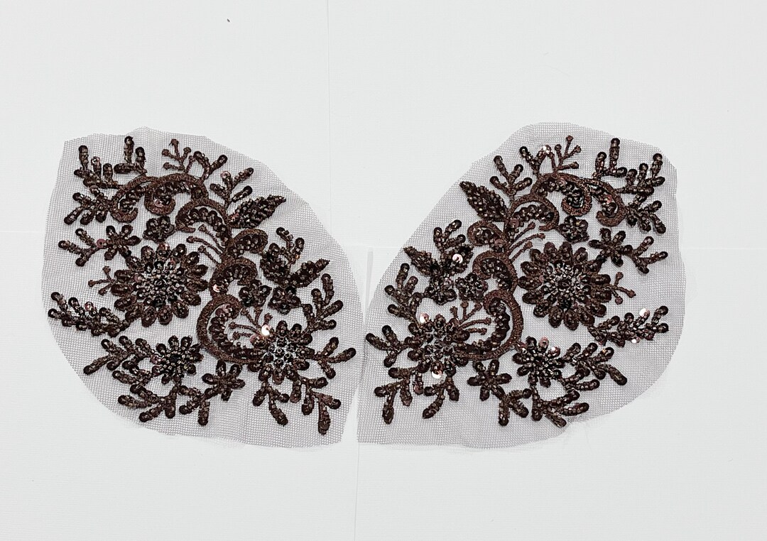 Chocolate Brown Beaded Lace Appliques: Dance Costume Embellishments - Etsy