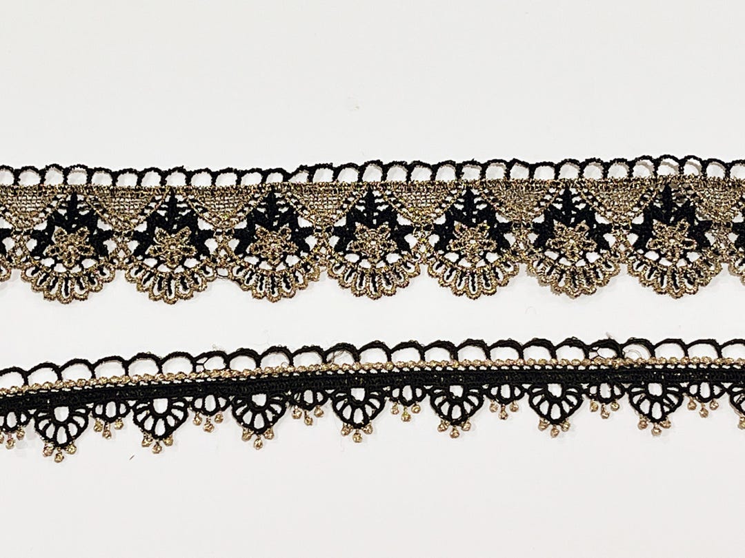 Black & Gold Filigree Lace Edging: Corded Trim for Dance Costumes - Etsy