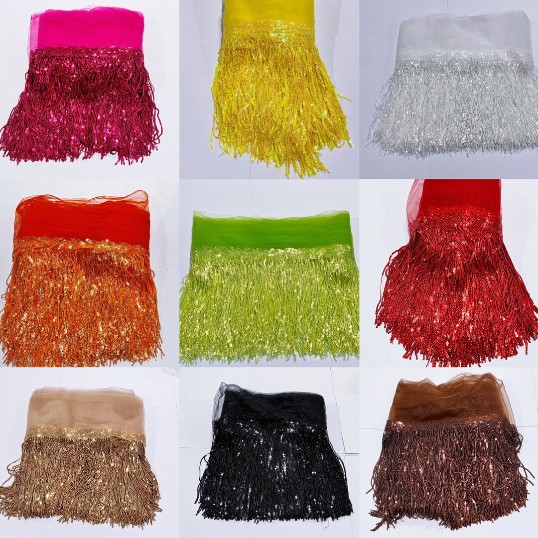 8 Hologram Sequin Fringe With Mesh 10 Colors for Ballroom, Latin, Jazz ...