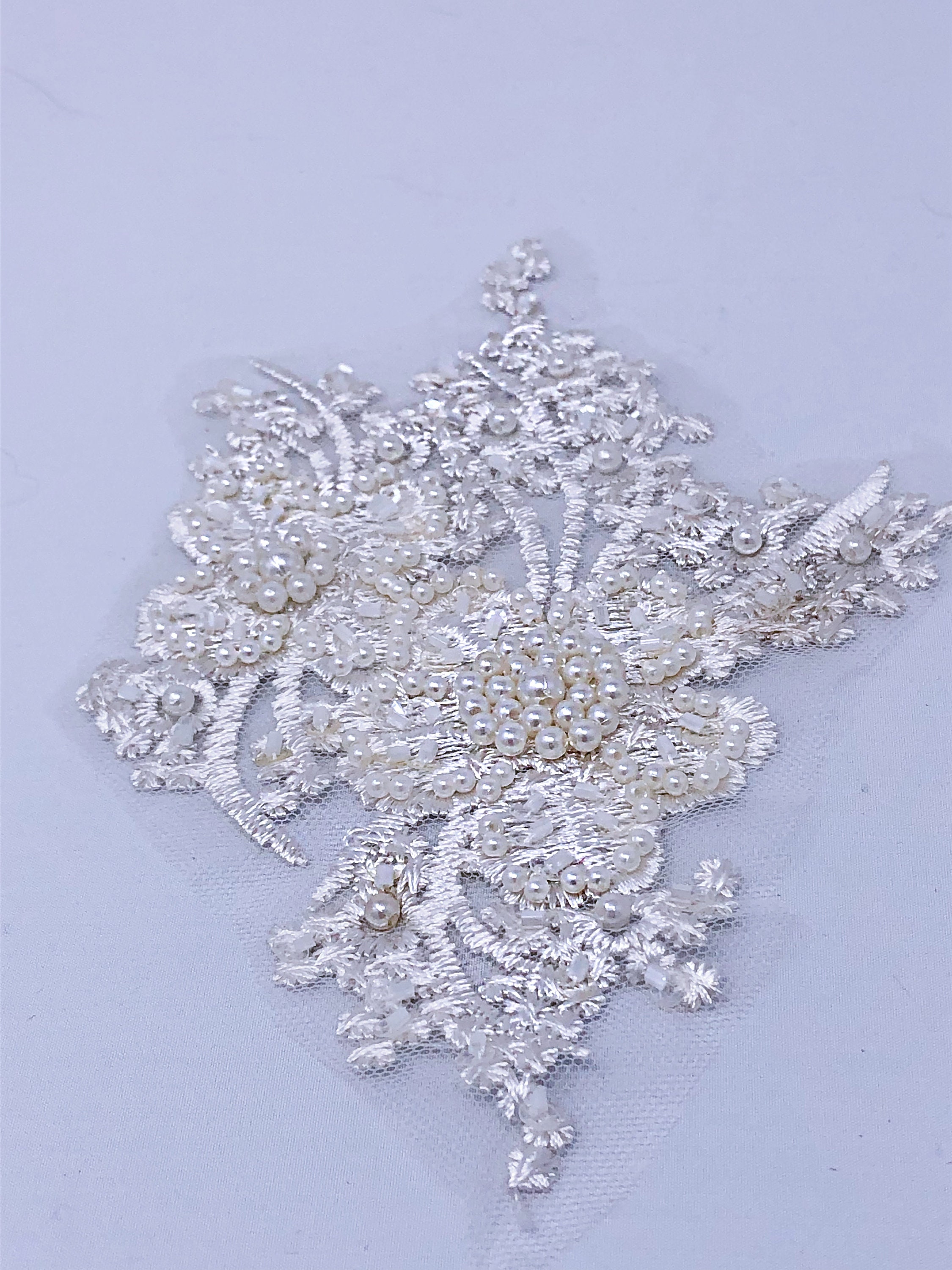 White Beaded Lace Applique Gorgeous Use in Dance Costumes - Etsy