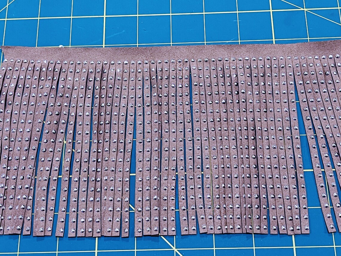 Faux Suede Fringe Trim: Silver Studs, Rhinestones - Western, Cosplay ...