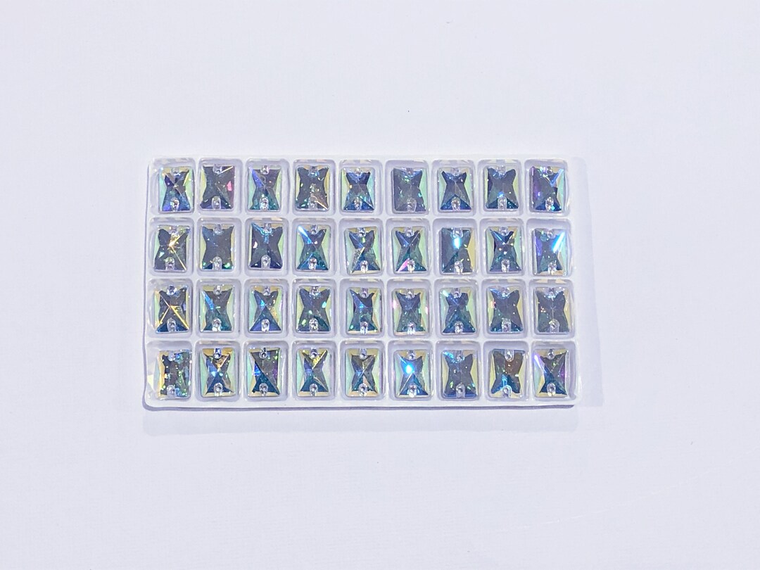 Rectangle Sew on Rhinestones High Quality Glass Crystal AB 10mm X 14mm ...
