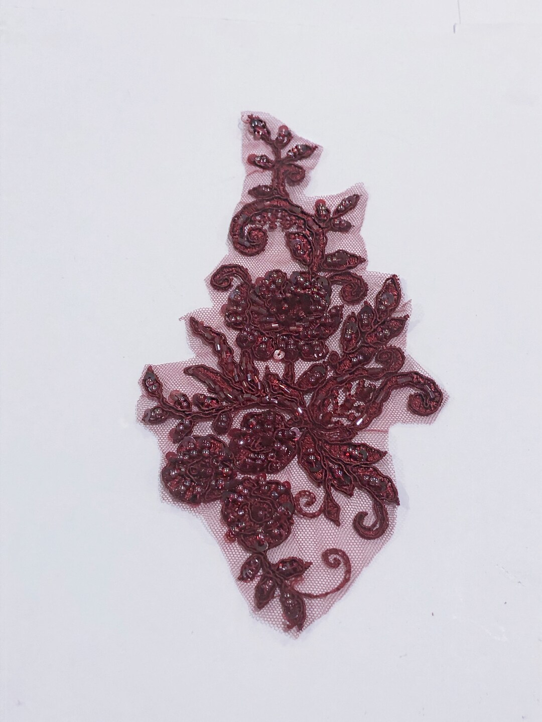 Scarlett Blood Red Beaded Bridal Lace Applique 2 Sizes 8”x4” and 7.5”x ...