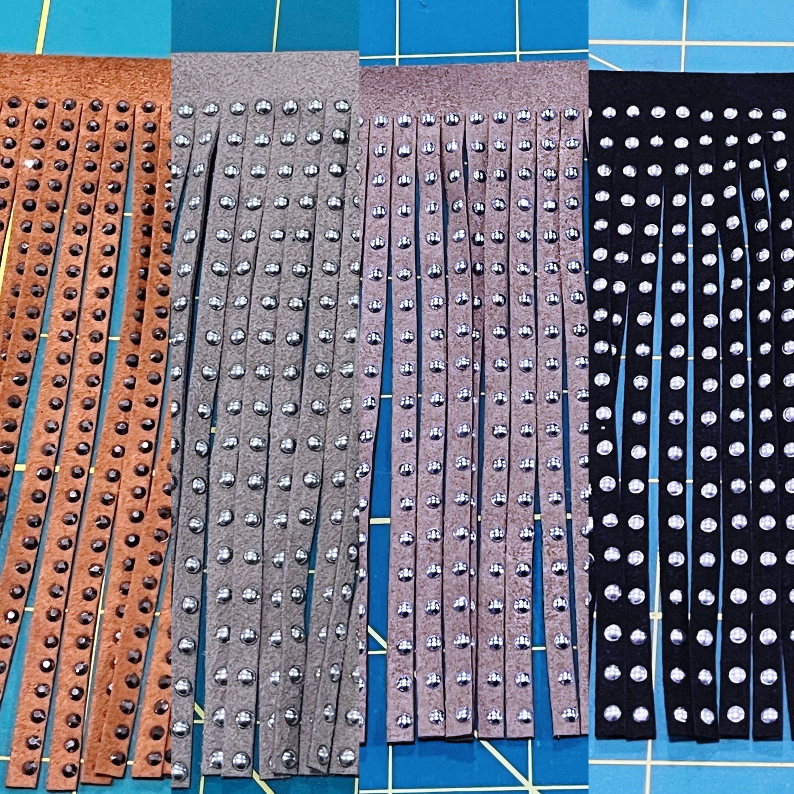 Faux Suede Fringe Trim: Silver Studs, Rhinestones - Western, Cosplay ...