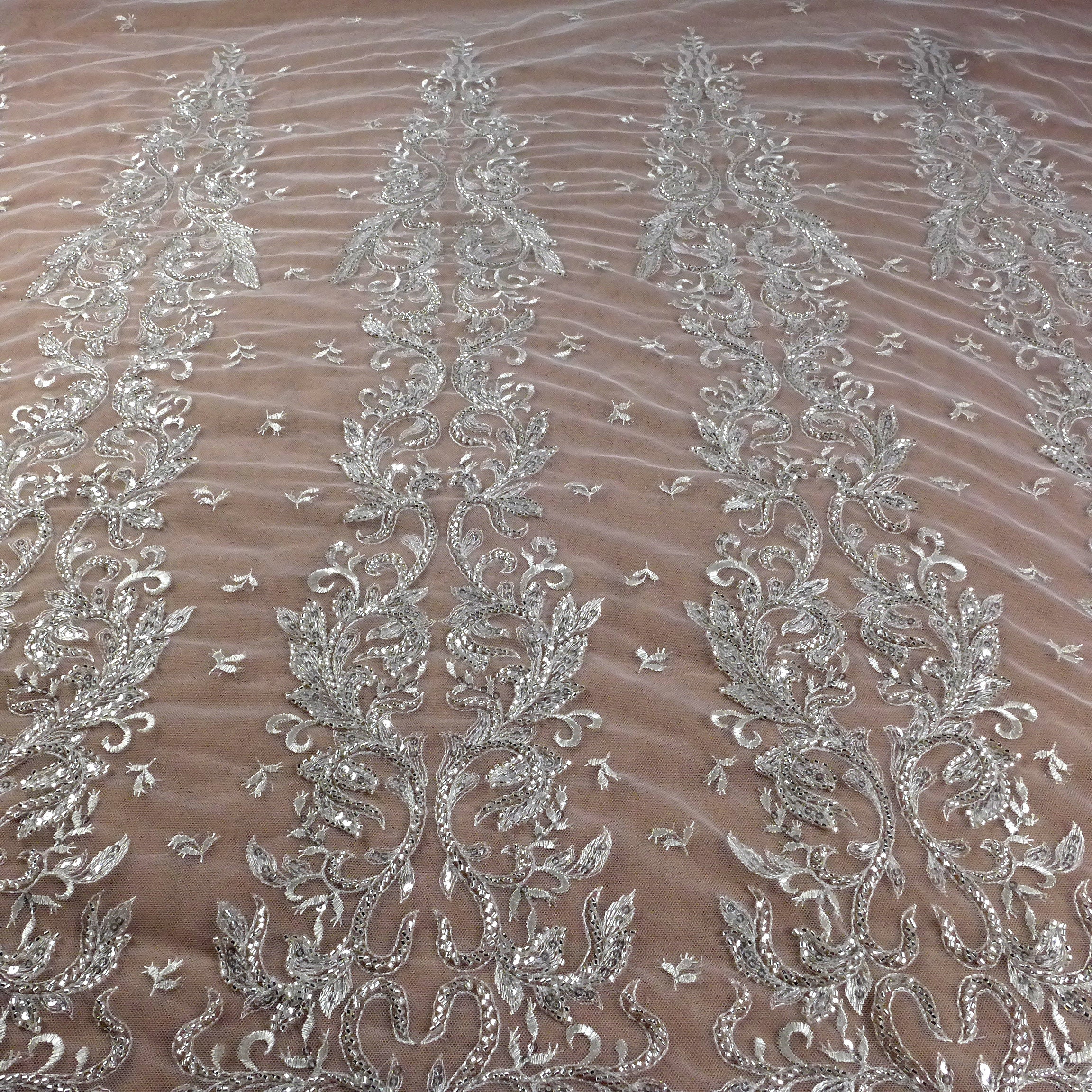 2021 Silver Lace Fabricsilver Beading Wedding Lace - Etsy UK