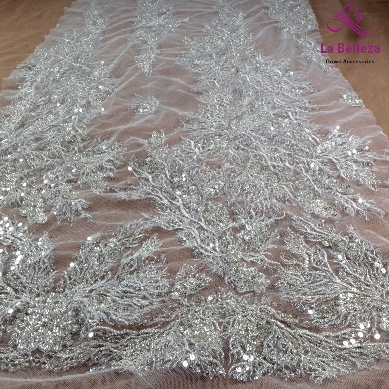2021 Silver Lace Fabricsilver Beading Wedding Lace - Etsy