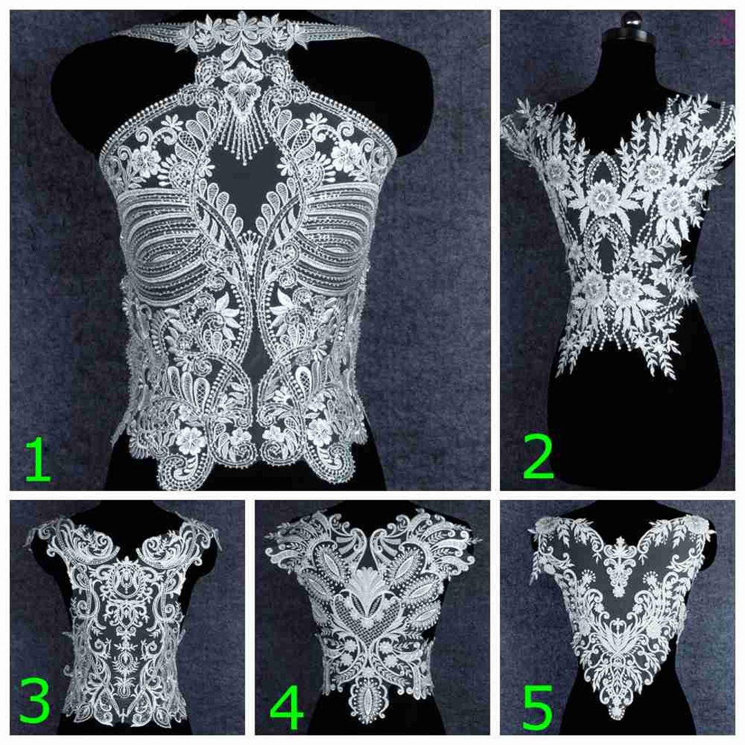 Off White Large Pattern With Beads Applique Patch Ployester Embroidery ...