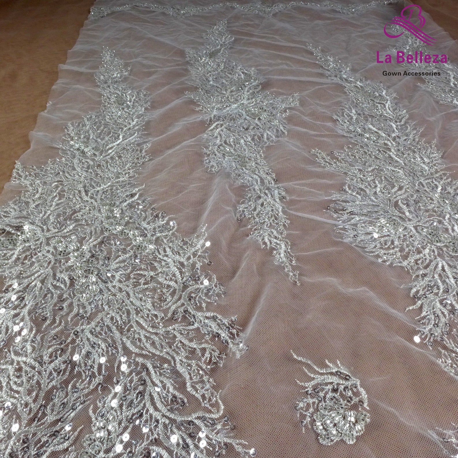 2021 Silver Lace Fabricsilver Beading Wedding Lace - Etsy