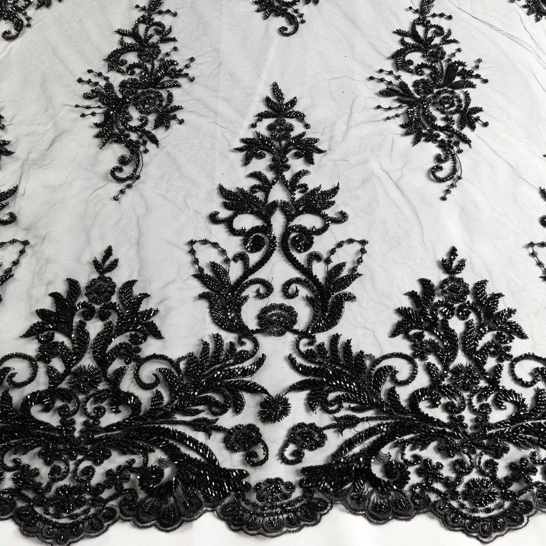 New Lace Black Fabric, Heavy Beaded Bridal Lace, off White /pure White ...