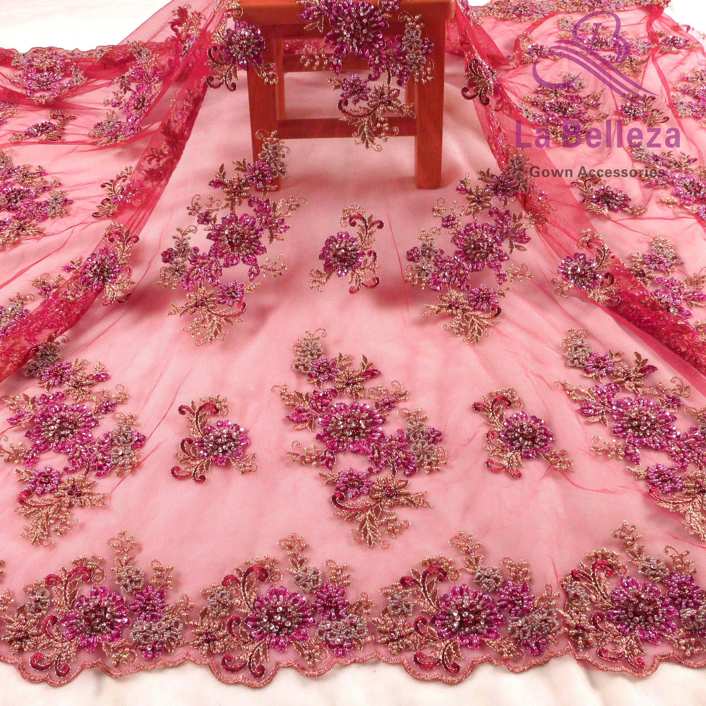 Fashion handmade lace fabricluxury gown lacepink lace by | Etsy