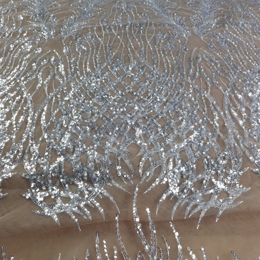 2021 Silver Lace Fabric,silver Beading Wedding Lace Fabric,silver off ...