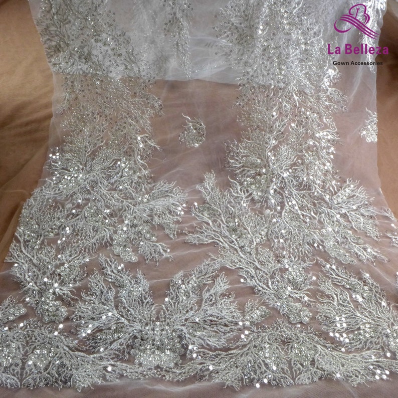 2021 Silver Lace Fabricsilver Beading Wedding Lace - Etsy