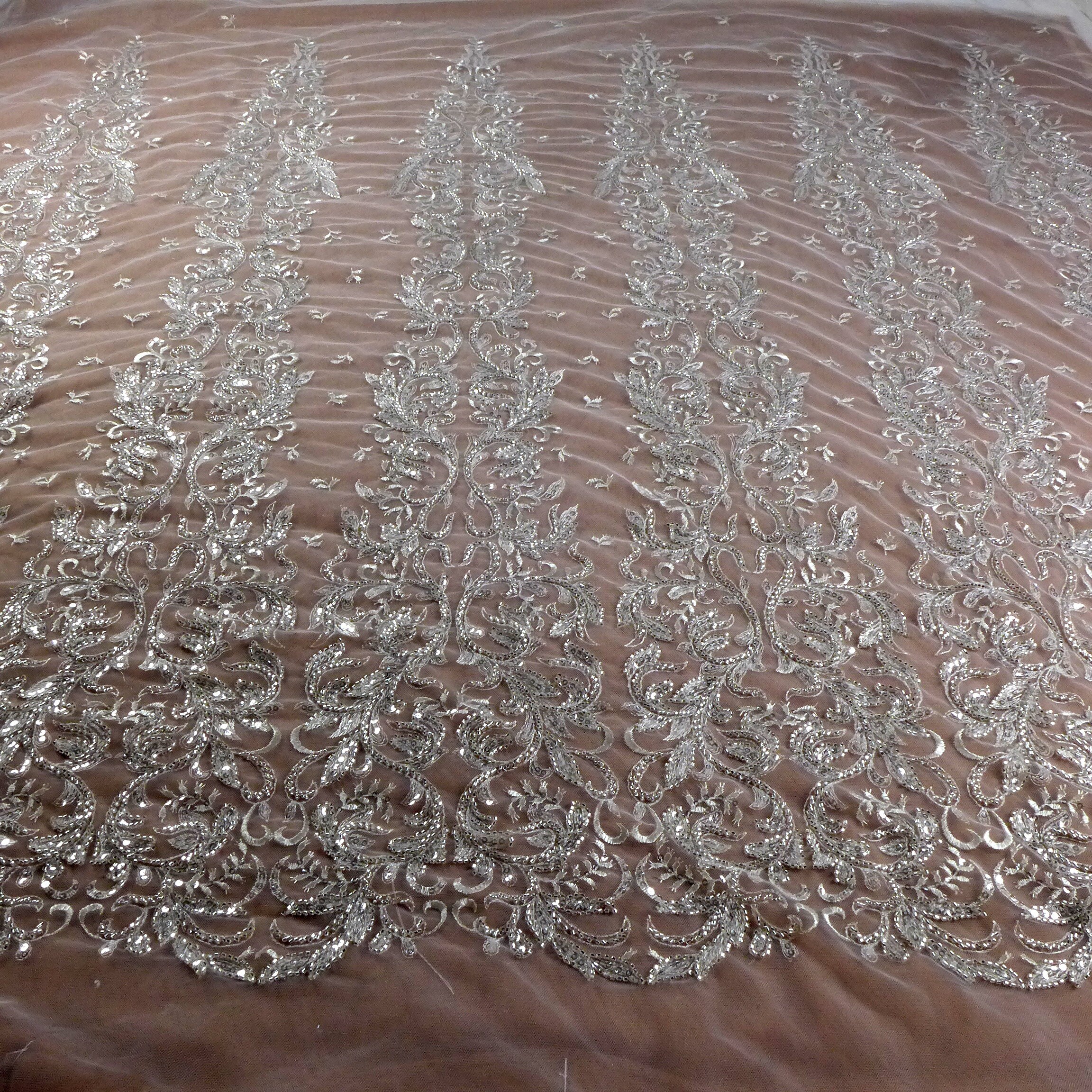 2021 Silver Lace Fabricsilver Beading Wedding Lace - Etsy UK