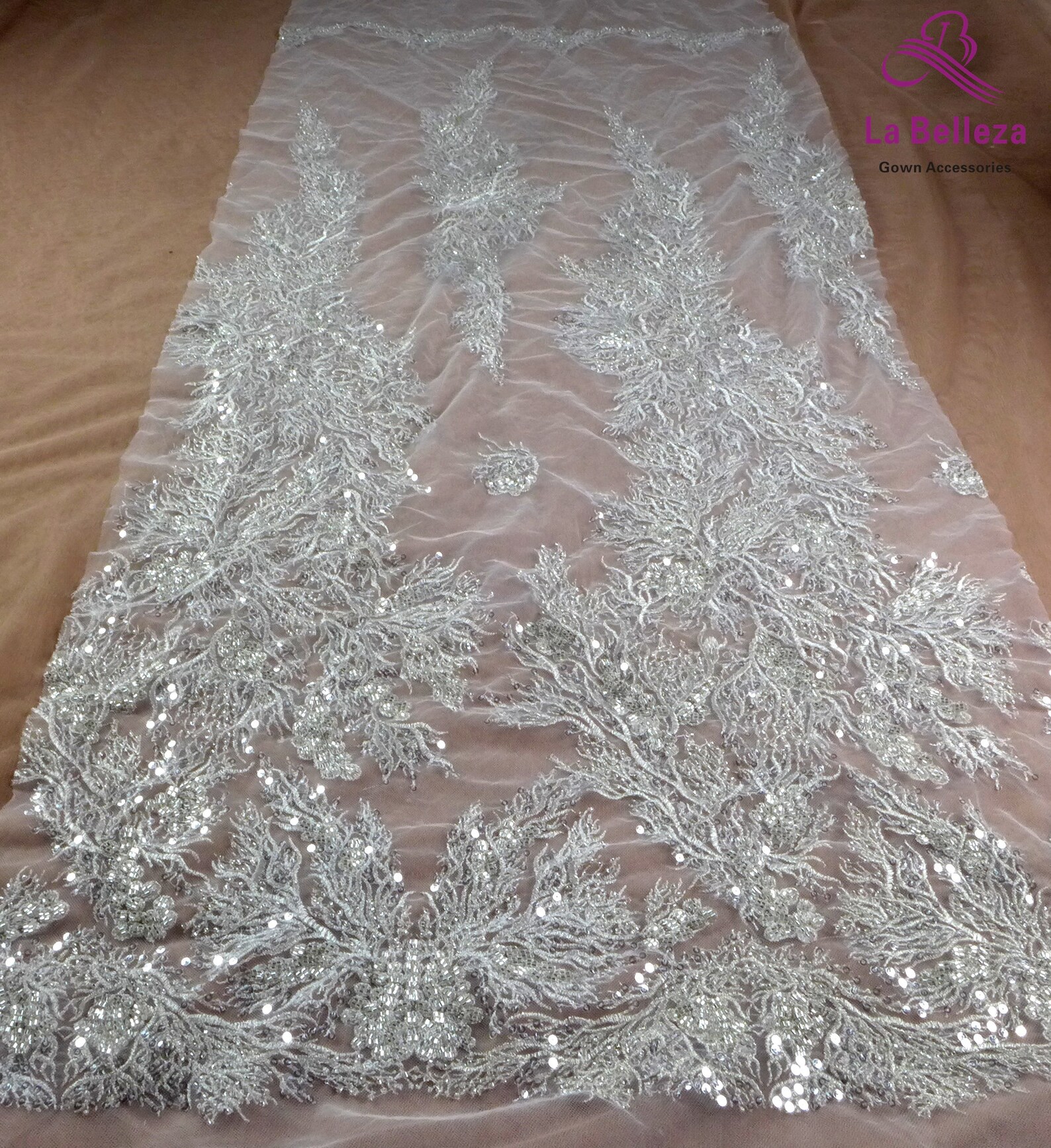 2021 Silver Lace Fabricsilver Beading Wedding Lace - Etsy