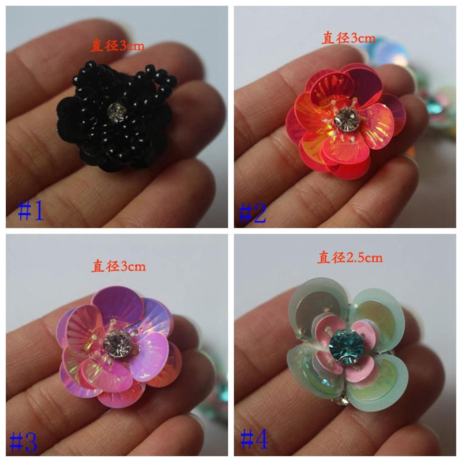 50pcs/lot 3D Sequin Flowers Handmade Sew-on Patches DIY - Etsy