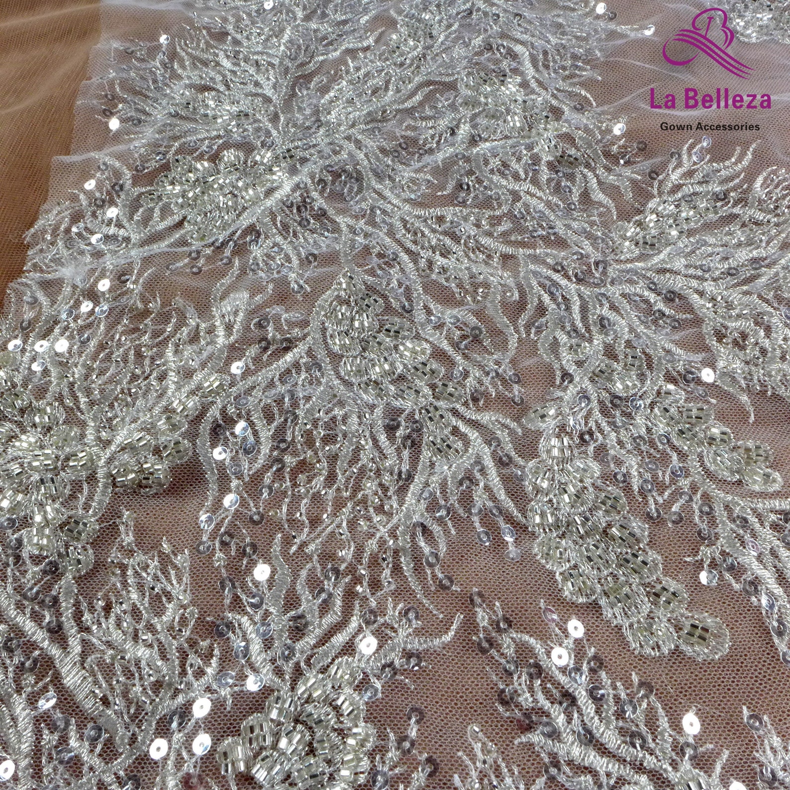 2021 Silver Lace Fabricsilver Beading Wedding Lace - Etsy