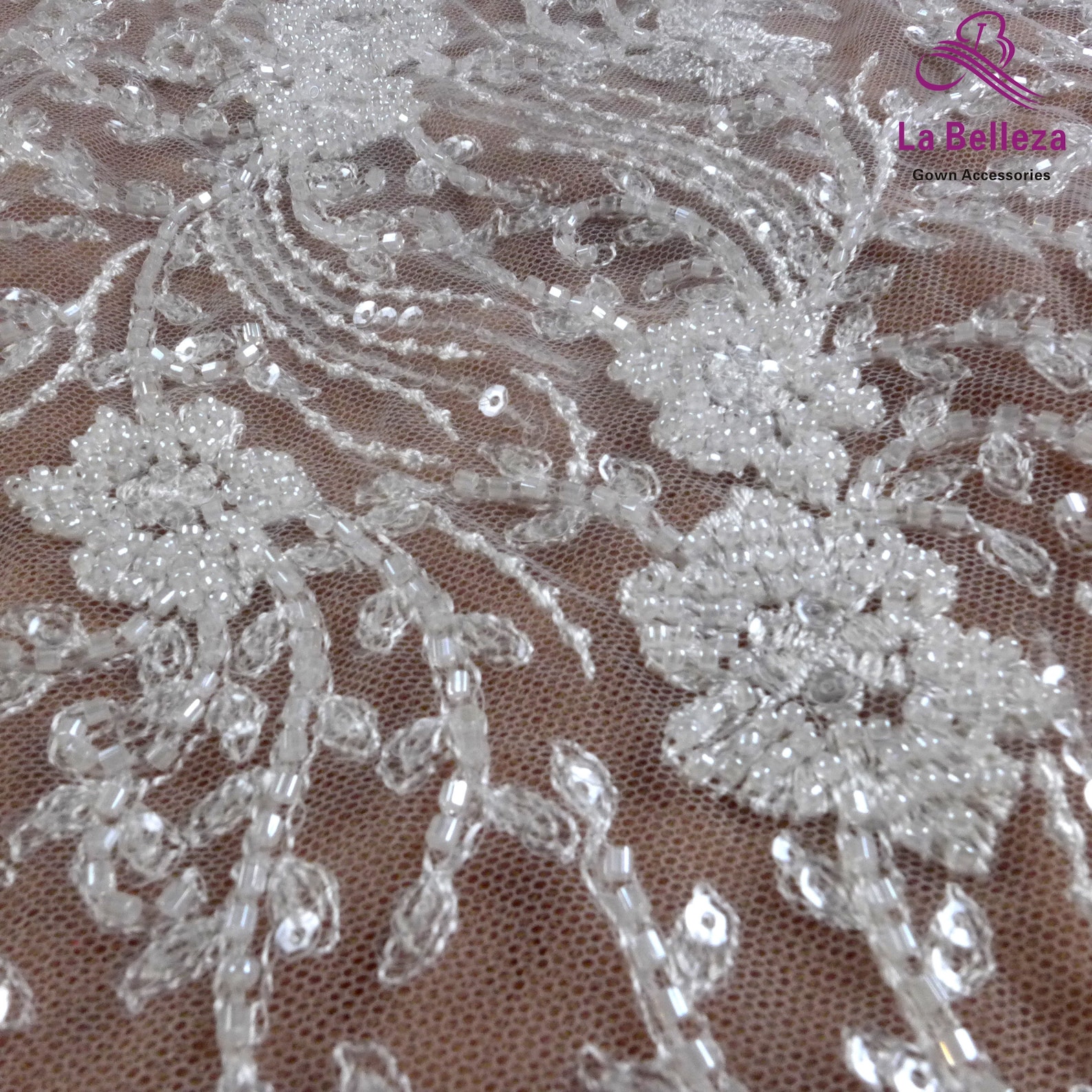 New White Lace Beaded Lace Fabricbeads Clear Sequins on - Etsy