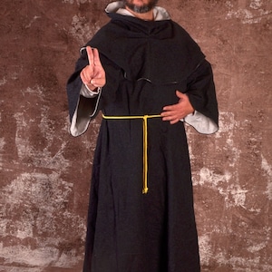 Wool Monk's Robe & Hood Men's Medieval Costume Garb SCA LARP ...