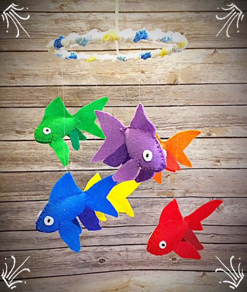 Baby Mobile / Felt Rainbow Gold Fish - Etsy