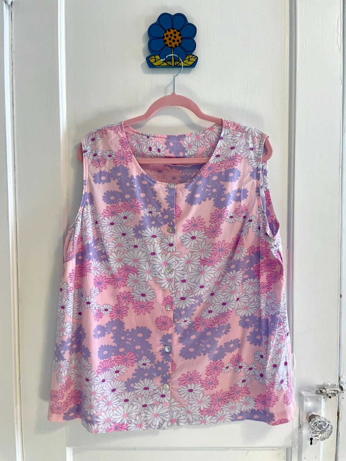 Vintage 1980s Pink Pastel Floral Smock Top / Button up Smock Top - Etsy