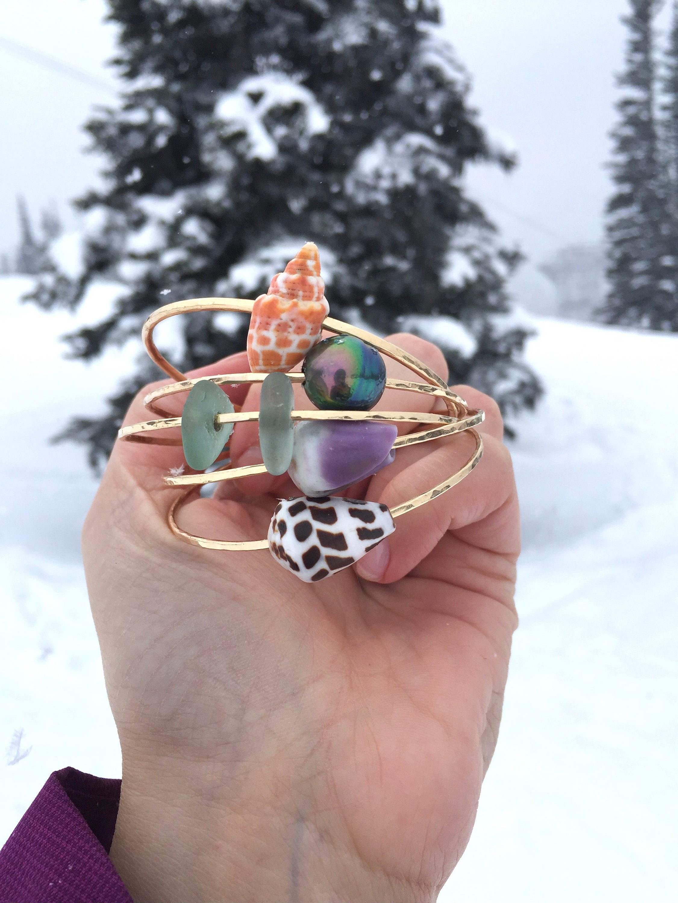 Custom Gold Hawaiian Shell Bangle Shell Bangles Made in | Etsy