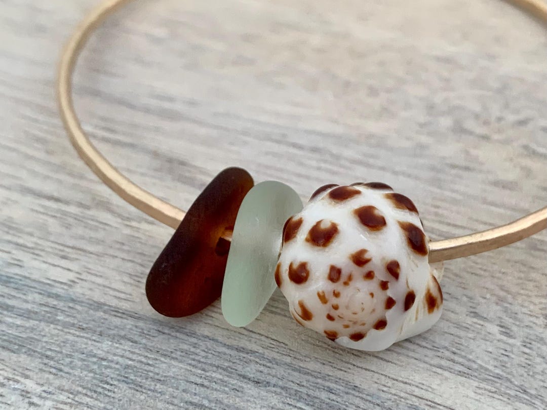 Custom Hawaiian Shell Bangle, Shell Bangle Bracelet, Seaglass Jewelry ...