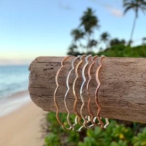 Wave Bangle, Beach Bangle, Beachy Jewelry, Wavy Bangles, Gifts for ...