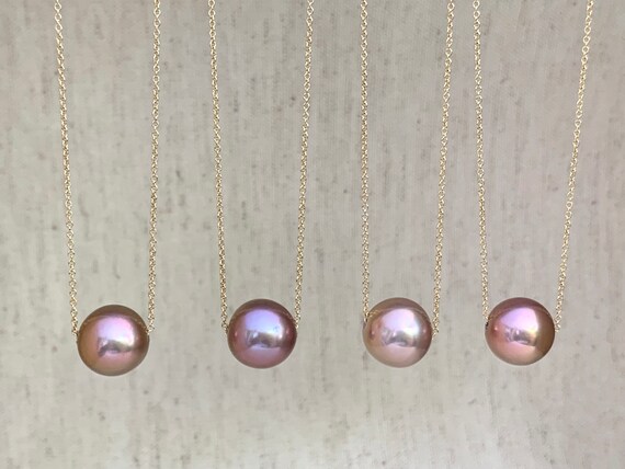 Single Pink Edison Pearl Necklace Floating Pearl Necklace | Etsy