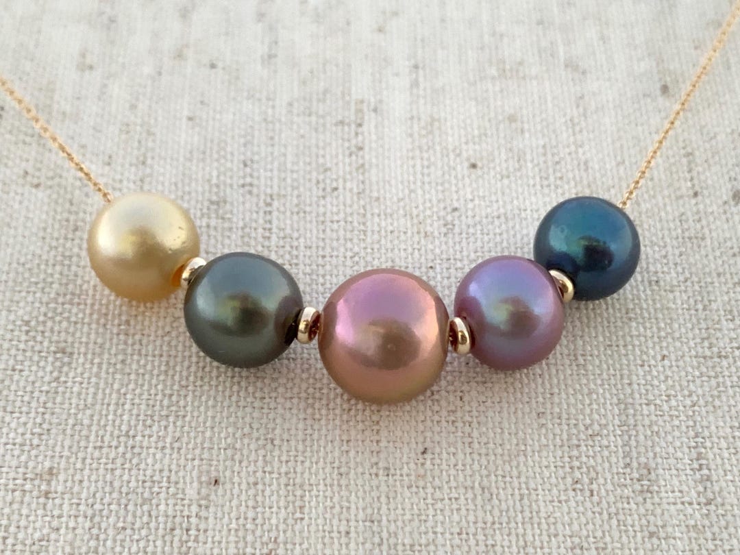 Five Pearl Necklace, Pearl Necklace for Women, Bridal Shower Gift ...