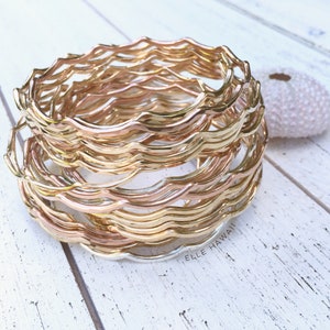 Wave Bangle, Beach Bangle, Beachy Jewelry, Wavy Bangles, Gifts for ...