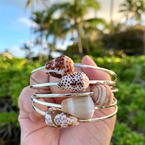 Sterling Silver Custom Hawaiian Shell Bangle, Shell Bangles, Made in ...