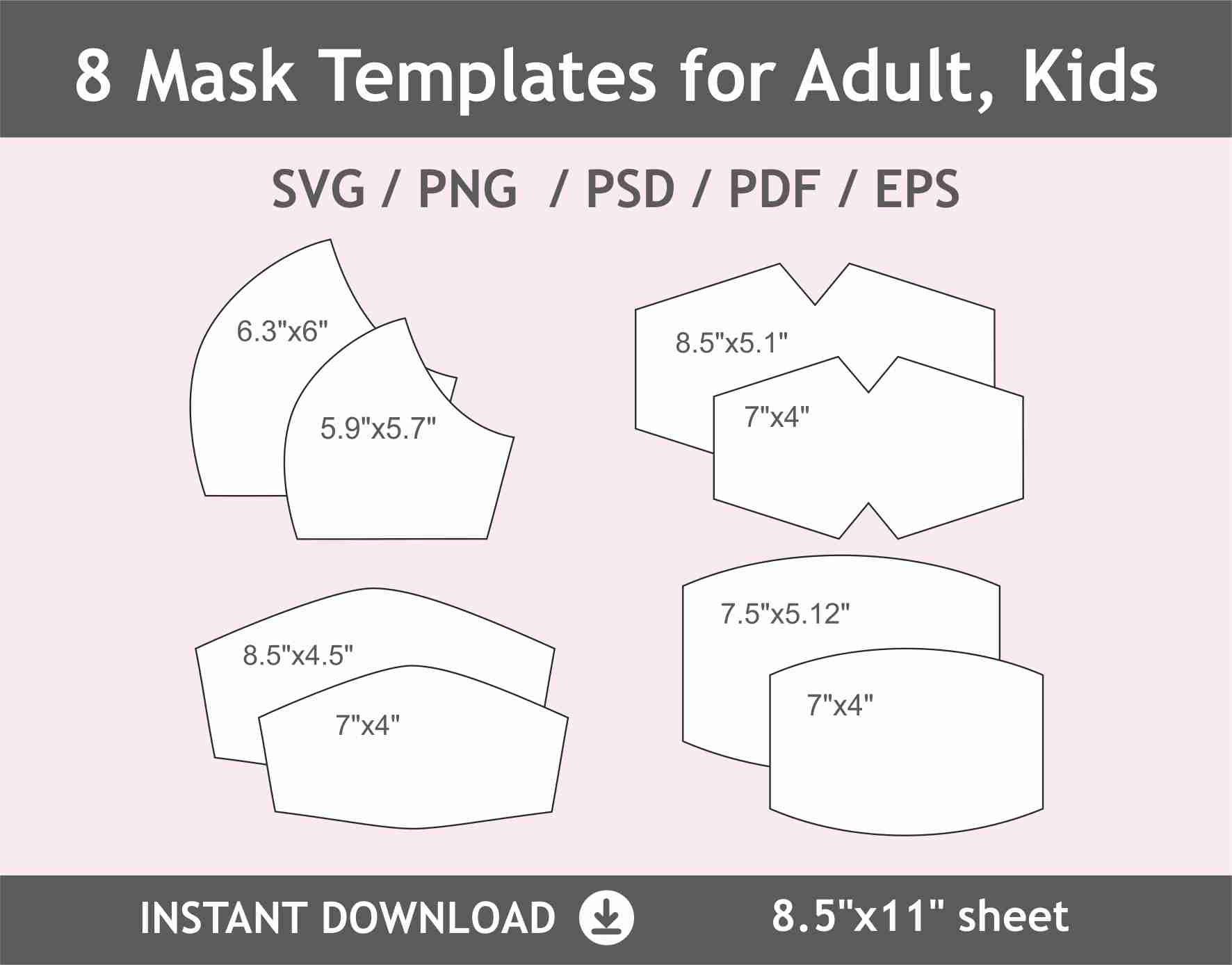Adult Mask Template Svg - Etsy