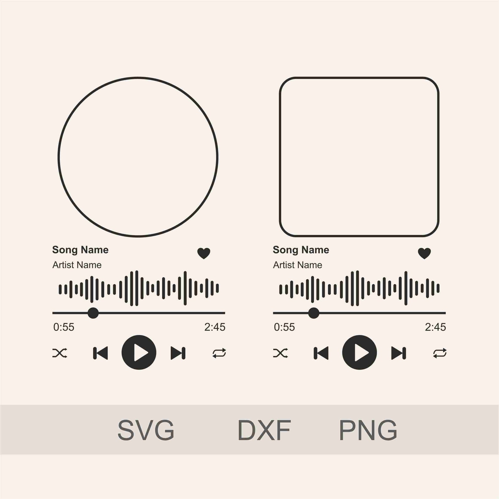 Music Player Svg, Spotify Png, Audio Control Play Buttons Dxf, Album ...