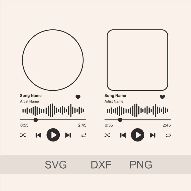 Music Player Svg, Spotify Png, Audio Control Play Buttons Dxf, Album ...