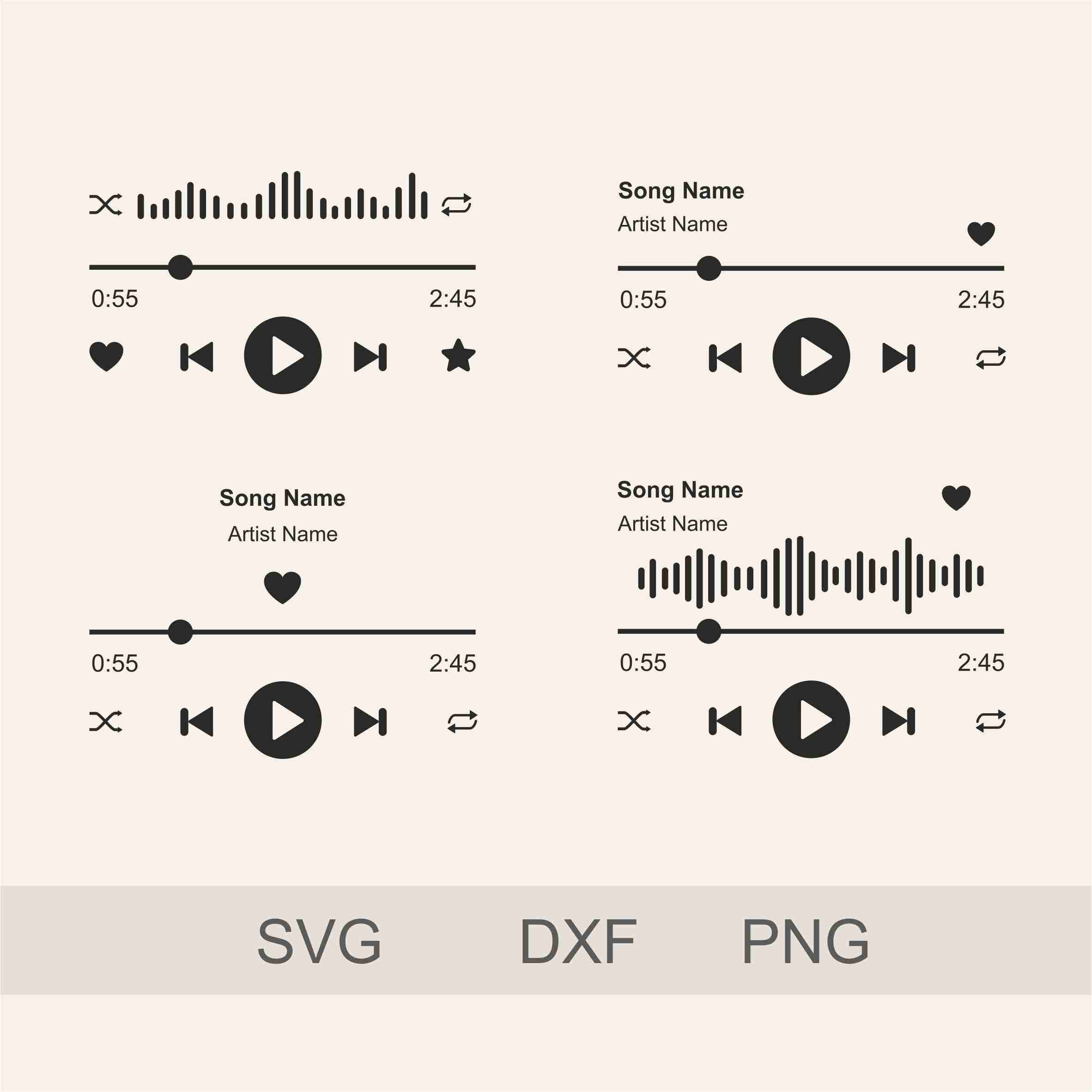 Music Player Svg Bundle, Glass Music Player Display, Audio Control Play ...