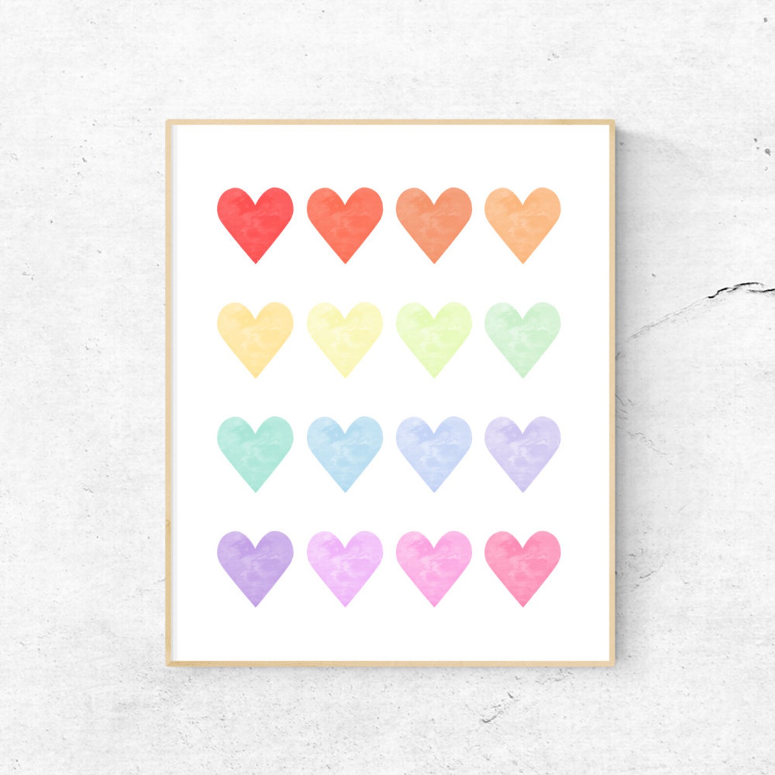 Rainbow Heart Pattern Boho Nursery Printable Wall Art Nursery - Etsy