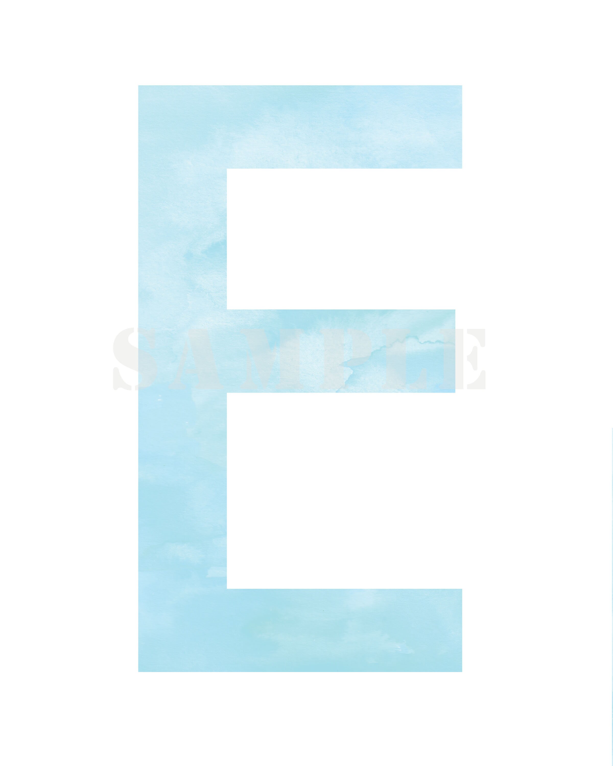 Letter E Printable Wall Art 8X10 Light Blue Watercolor - Etsy