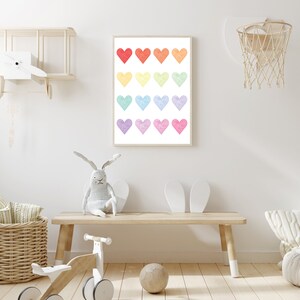 Rainbow Heart Pattern Boho Nursery Printable Wall Art Nursery - Etsy