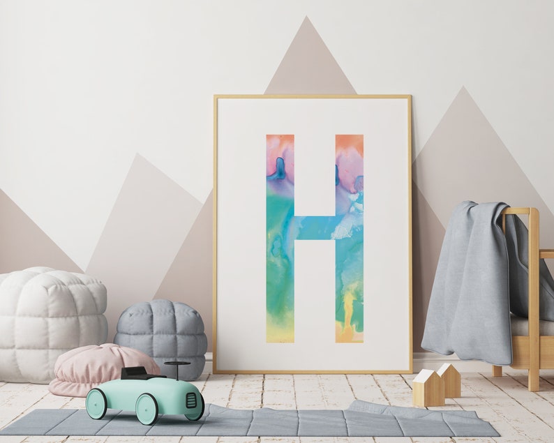 Personalized Nursery Wall Art Letter H Printable Wall Art - Etsy