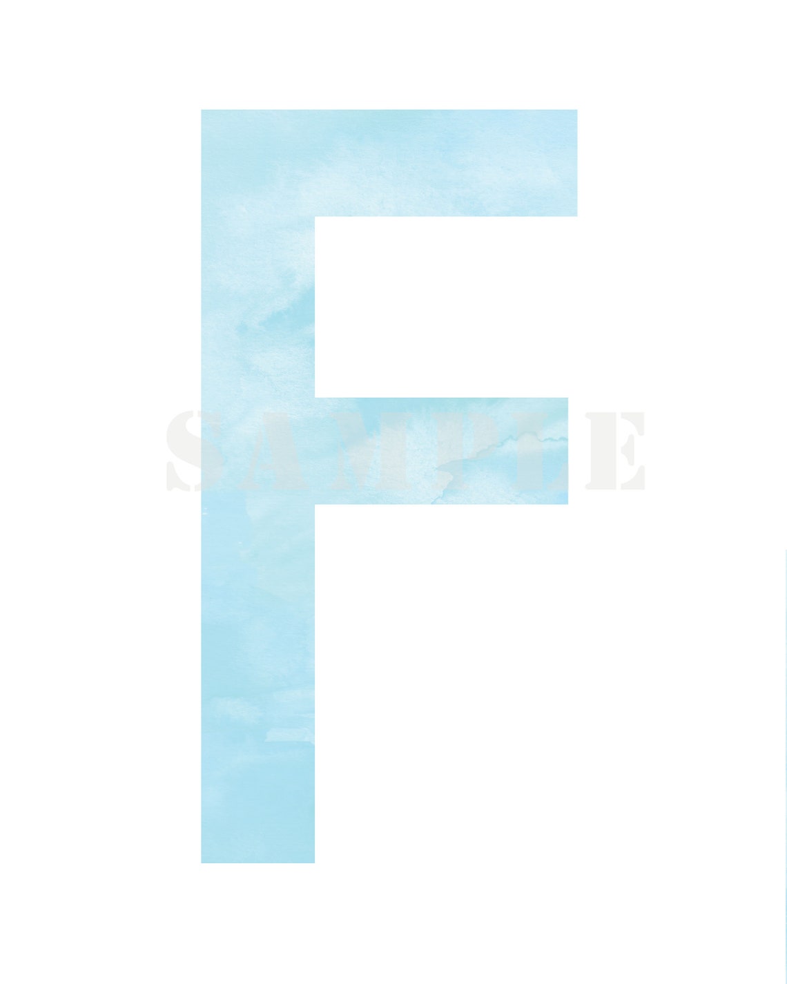Letter F Printable Watercolor Art 8X10 Blue Monogram Print - Etsy