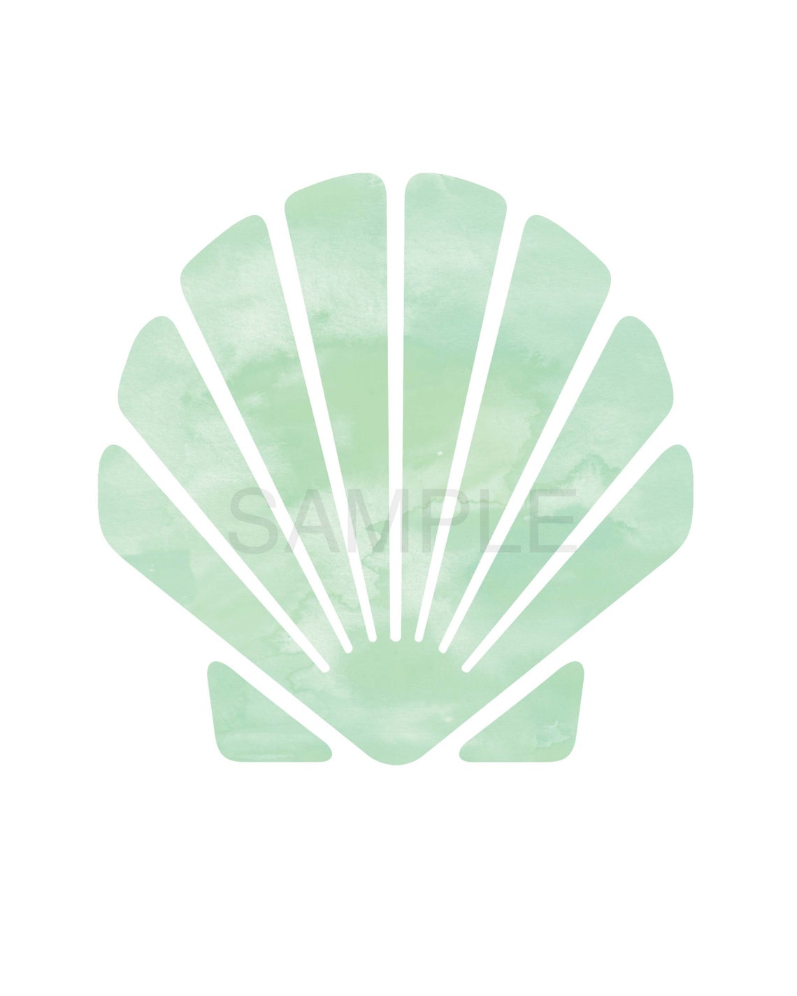 Seashell Printable Mint Green Watercolor 8X10 Wall Art for - Etsy