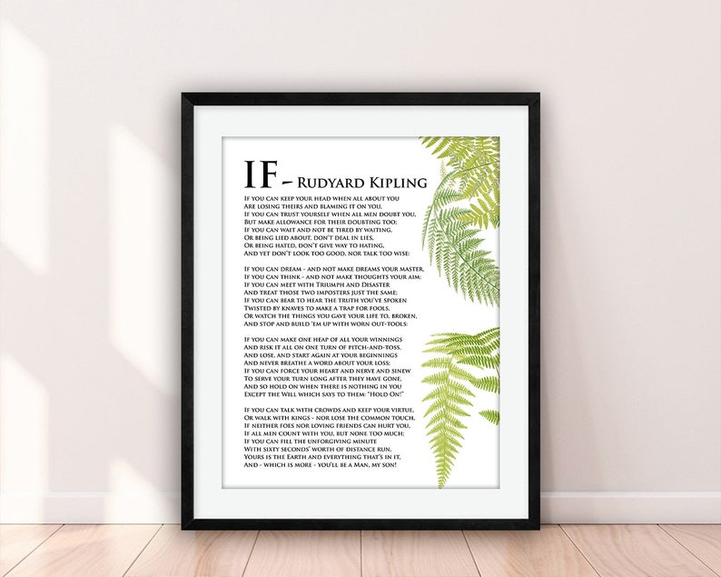If by Rudyard Kipling Typography Print Inspirational Poster Student ...