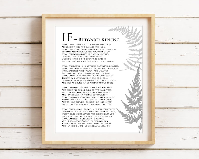 If by Rudyard Kipling Typography Print Inspirational Poster Student ...