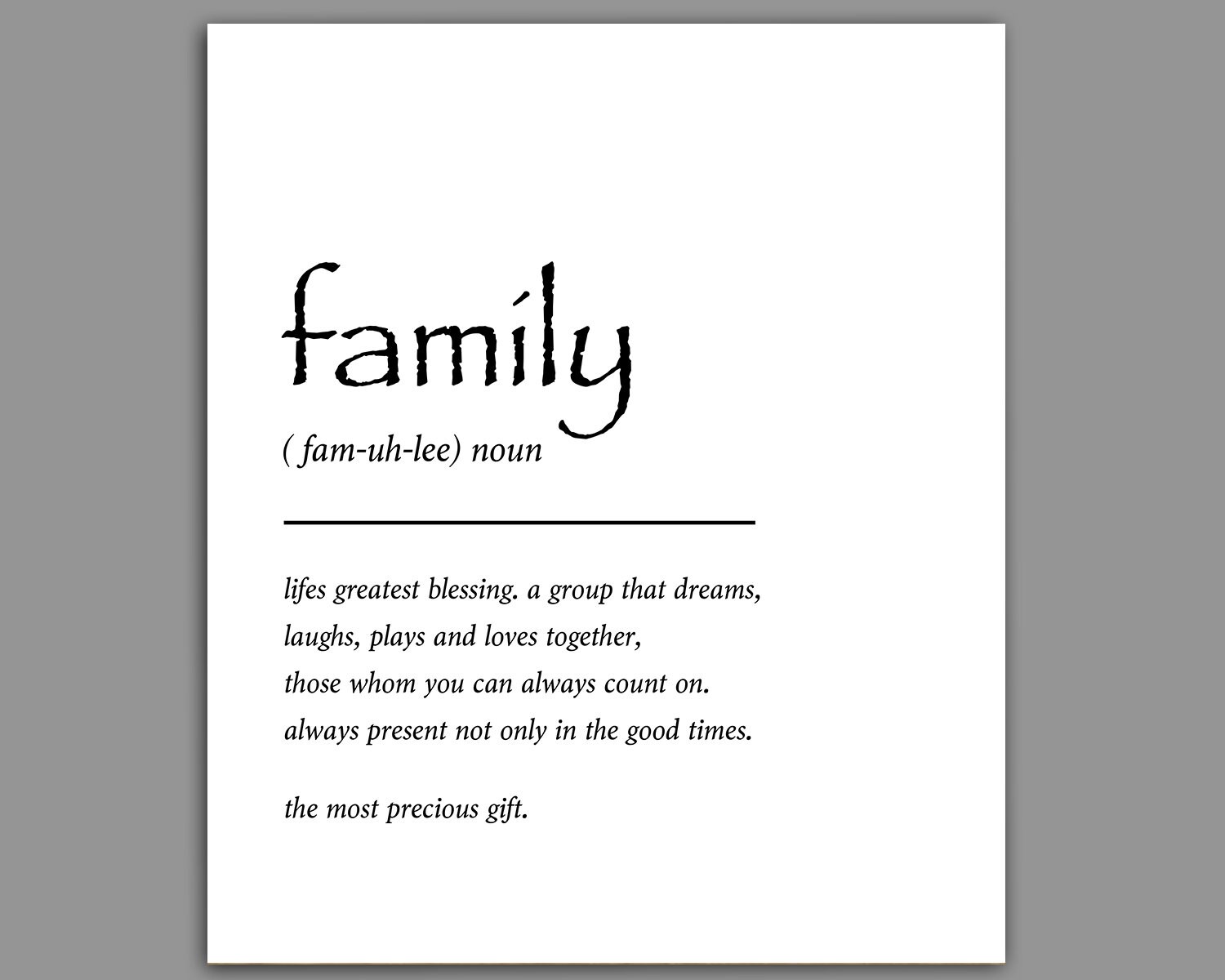 Family Definition Print Minimalist Art Print - Etsy