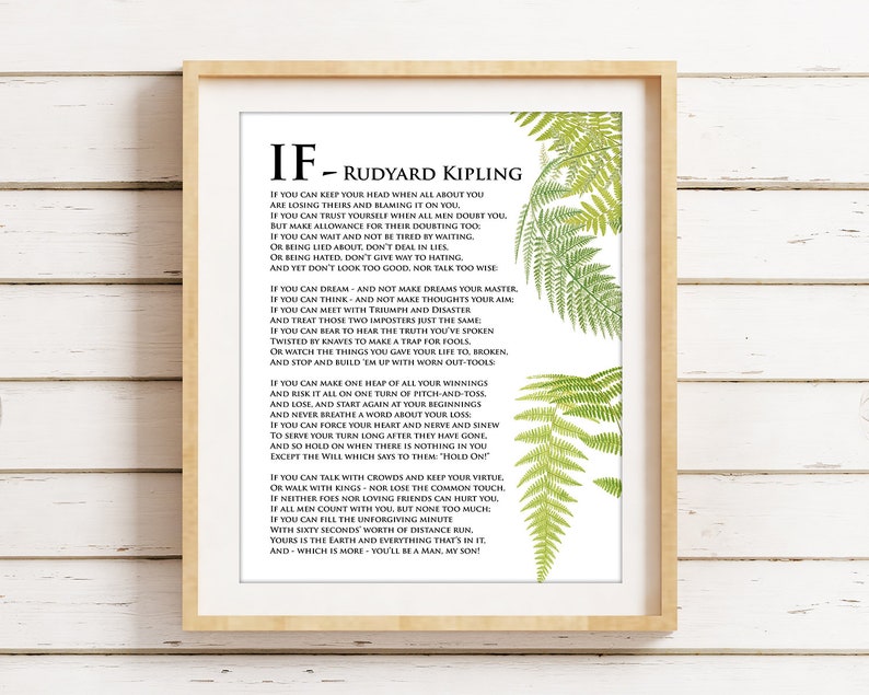 If by Rudyard Kipling Typography Print Inspirational Poster Wall Art ...