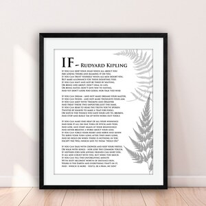 If by Rudyard Kipling Typography Print Inspirational Poster Student ...