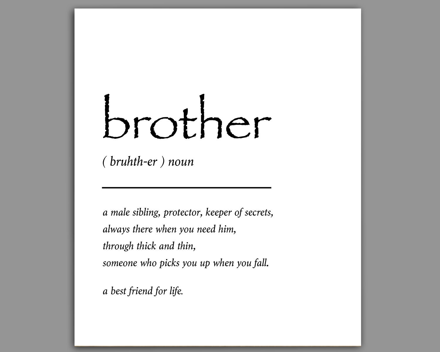 Brother Gift, Brother Definition Print, Minimalist Art Print - Etsy