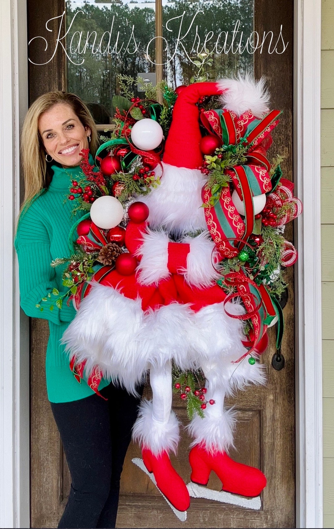 Santa Diva Christmas Wreath,santa Deco Mesh Wreath, Christmas ...