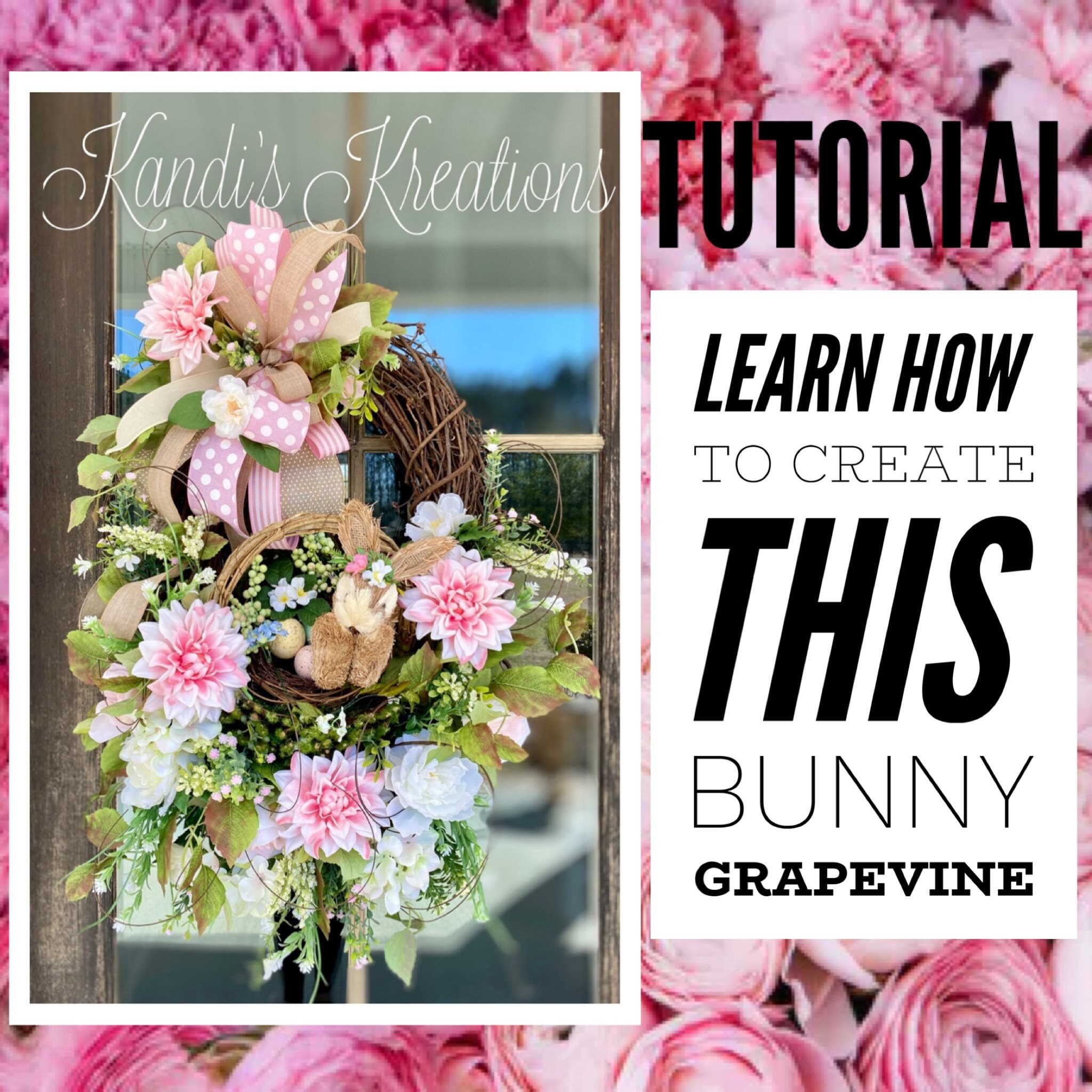 TUTORIAL Easter Wreath Grapevine Wreath Bunny Wreath | Etsy